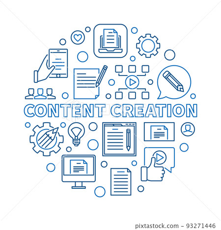 Content Creation vector circular concept linear... - Stock Illustration ...