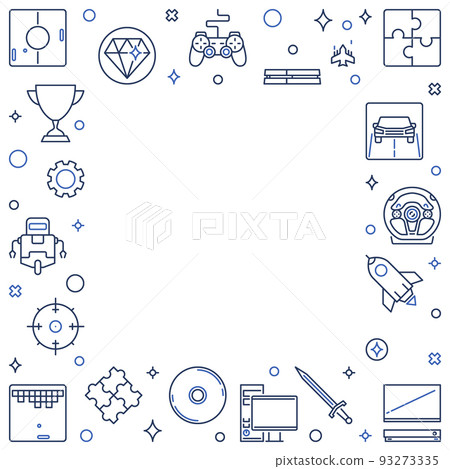 Games linear concept frame. Vector Game... - Stock Illustration ...