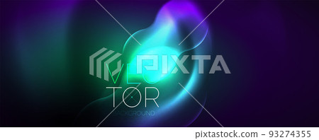 Neon glowing waves, magic energy space light... - Stock Illustration ...