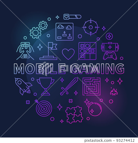 Mobile Gaming vector round colorful outline... - Stock Illustration ...