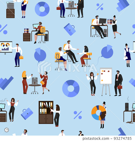 Office workers pattern. Business people work... - Stock Illustration ...