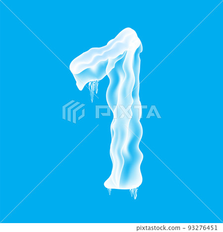 Snow Ice Cap with Number One Isolated on Blue... - Stock Illustration ...