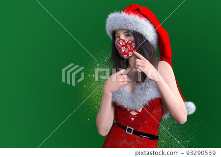 A female Santa wearing a Christmas costume is... - Stock Illustration ...