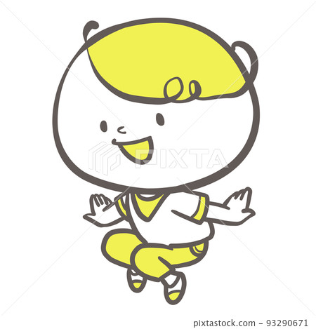 "Children's Series of Genki Pose" A child who... - Stock Illustration ...