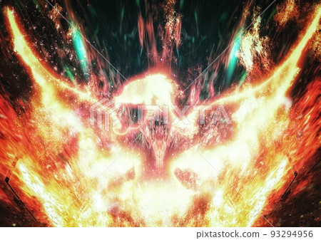 Illustration of a fire bird flapping its wings... - Stock Illustration ...