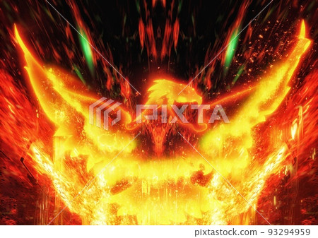 Illustration of a fire bird flapping its wings... - Stock Illustration ...