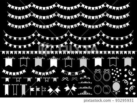 A set of monotone illustrations of garlands and... - Stock Illustration ...