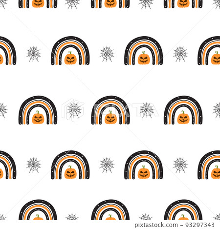 Halloween seamless pattern with scary rainbows.... - Stock Illustration ...