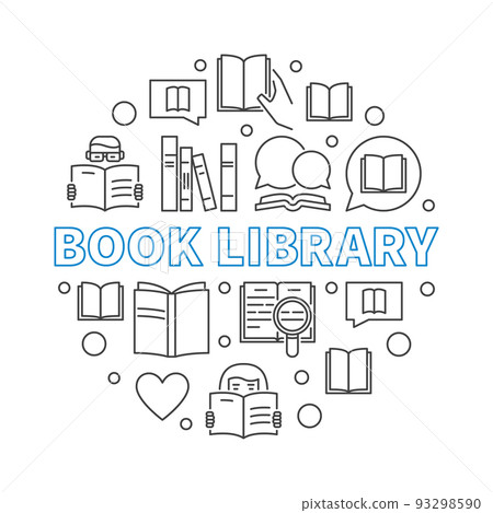 Book Library vector concept round outline... - Stock Illustration ...