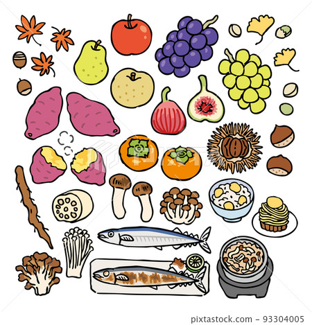 Autumn food illustration set - Stock Illustration [93304005] - PIXTA
