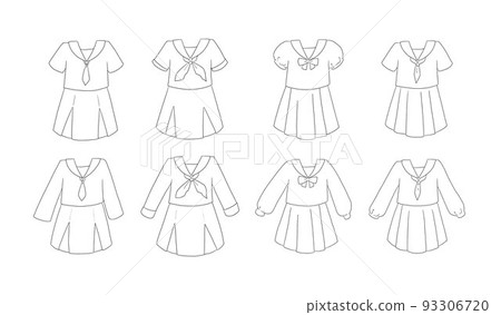 Line drawing illustration set of sailor suit - Stock Illustration ...
