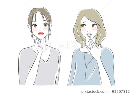 Two pretty women's facial expressions worries - Stock Illustration ...