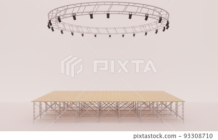 wood stage with spotlight on the truss system... - Stock Illustration ...