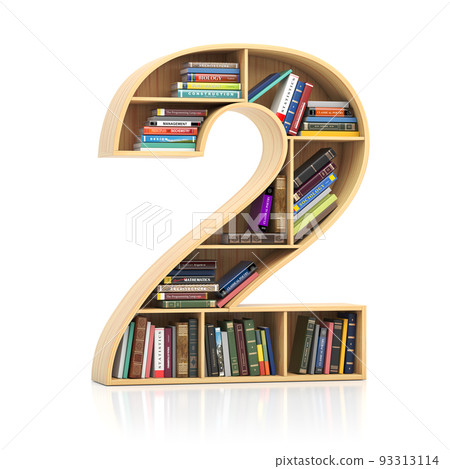 Number 2 two in form of bookshelf with book and... - Stock Illustration ...
