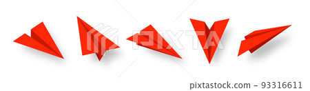Realistic red paper planes collection. Handmade... - Stock Illustration ...