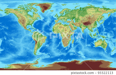 Vector Pixelated Topographic World Map Miller... - Stock Illustration ...