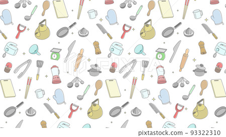 Horizontal kitchen utensil pattern illustration - Stock Illustration ...