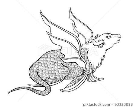 A line drawing illustration material of a fish... - Stock Illustration ...
