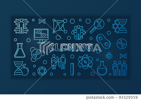 Cloning blue thin line banner - vector linear... - Stock Illustration ...