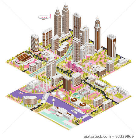 Streetscape illustration that becomes a large... - Stock Illustration ...