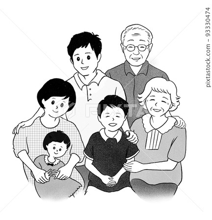3 generation family monochrome - Stock Illustration [93330474] - PIXTA
