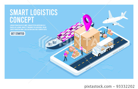 Isometric 3D Smart global logistics delivery... - Stock Illustration ...