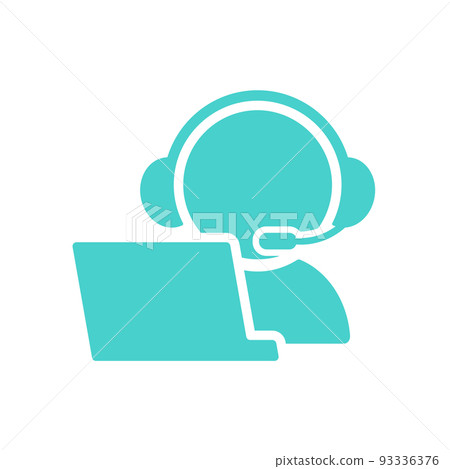 Icon of a person who talks with a headset in... - Stock Illustration ...