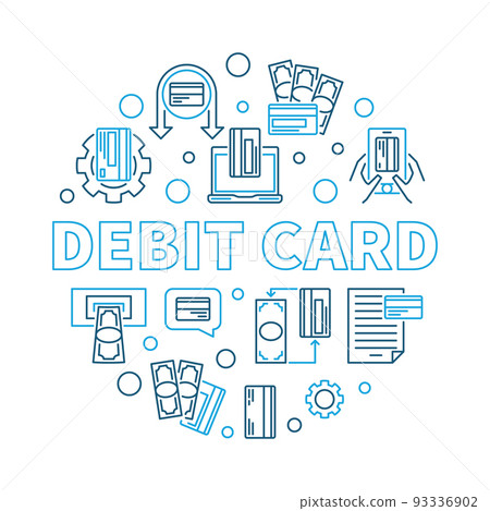 Debit Card vector round outline creative... - Stock Illustration ...