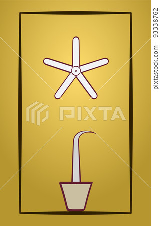 Seba star and incense burner, in a rectangle... - Stock Illustration ...