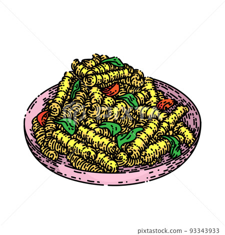 fusilli pasta sketch hand drawn vector - Stock Illustration [93343933 ...