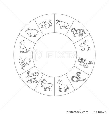 Chinese Zodiac Circle Line - Stock Illustration [93348674] - PIXTA