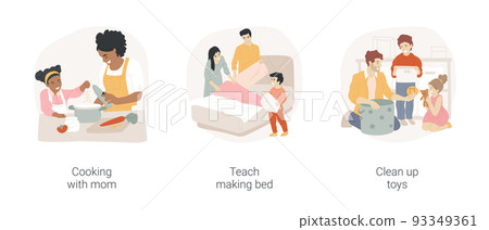 Household maintenance skills for kids isolated... - Stock Illustration ...