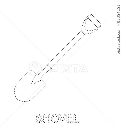 Shovel tracing worksheet for kids - Stock Illustration [93354153] - PIXTA