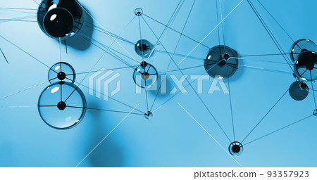 Image of network of connections over blue... - Stock Illustration ...