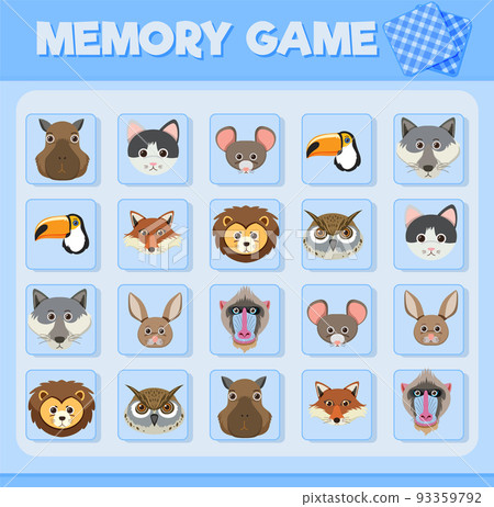 Animal memory card game - Stock Illustration [93359792] - PIXTA