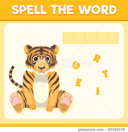 Spell word game with word tiger - Stock Illustration [93360376] - PIXTA