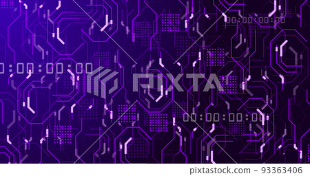 Image of neon integrated circuit on violet... - Stock Illustration ...