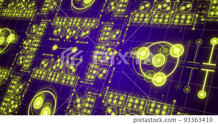 Image of neon integrated circuit on violet... - Stock Illustration ...
