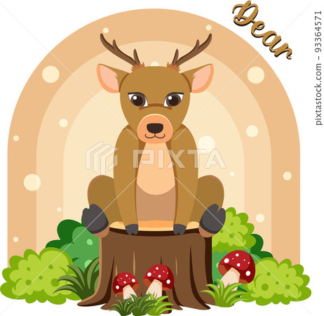Cute dear in cartoon flat style - Stock Illustration [93364571] - PIXTA