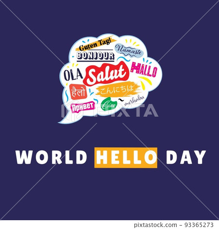 Composition of world hello day text over hello... - Stock Illustration ...