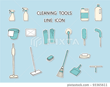 Cleaning item icon set White border - Stock Illustration [93365611] - PIXTA