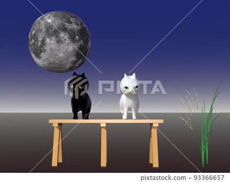 Cats watching the moon - Stock Illustration [93366657] - PIXTA