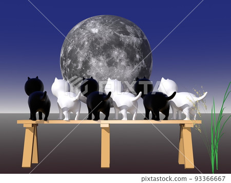 Cats watching the moon - Stock Illustration [93366667] - PIXTA