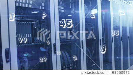 Image of numbers changing over tech room with... - Stock Illustration ...