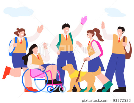 Illustration of disabled and non-disabled... - Stock Illustration ...