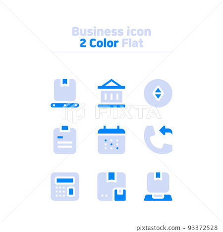 two tone blue flat simple icon set for business... - Stock Illustration ...