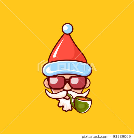 Santa Claus head with Santa red hat, smoking... - Stock Illustration ...