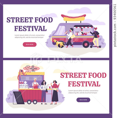 Street food festival advertising banners and... - Stock Illustration ...