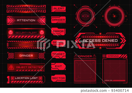 Set of warning, attention and alert red... - Stock Illustration ...