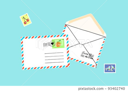 Cartoon postal set. Craft envelopes with... - Stock Illustration ...